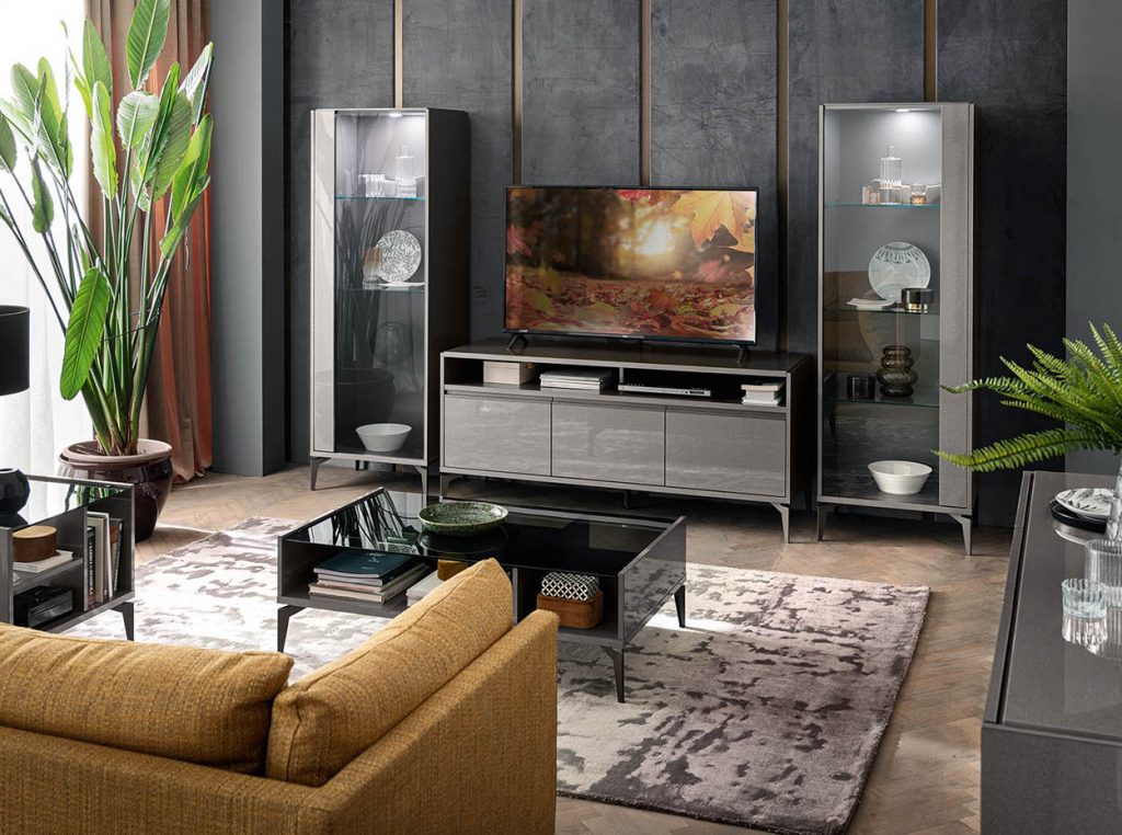 Graphite Wall Unit Entertainment Center by ALF Italy - MIG Furniture