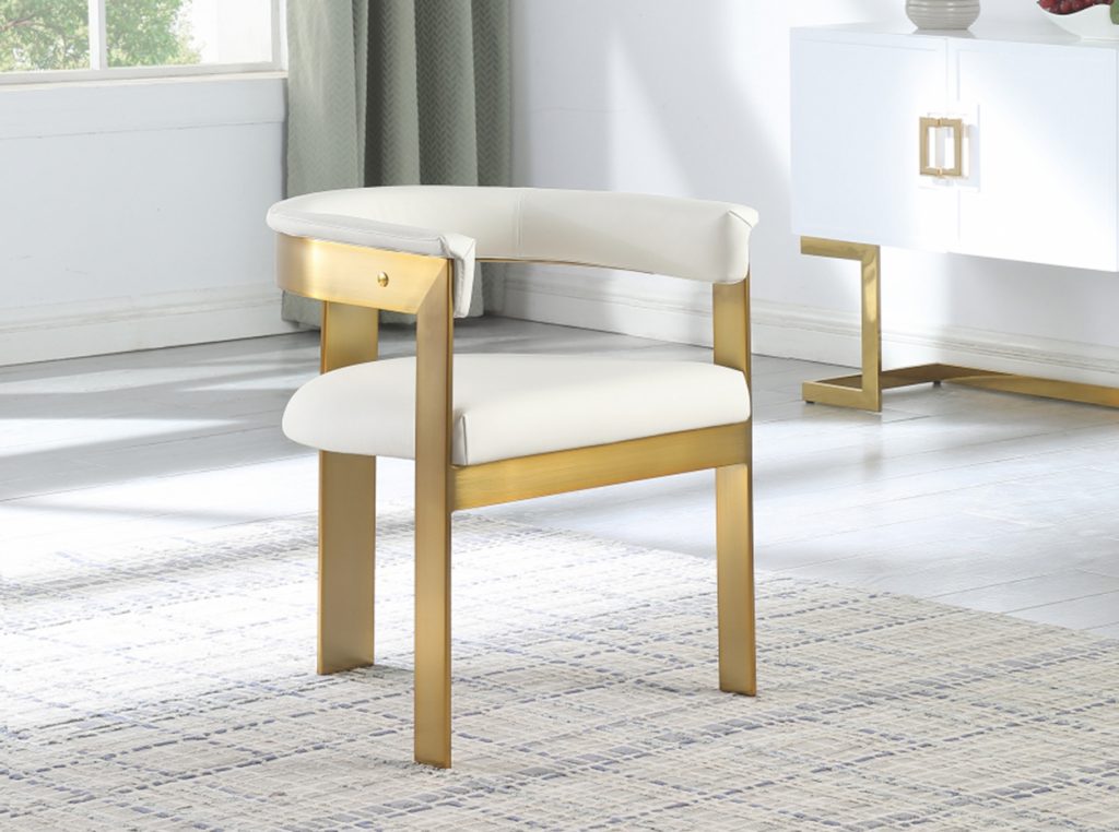 Romeo Dining Chair by Meridian with Gold Frame | Set of 2 - MIG Furniture
